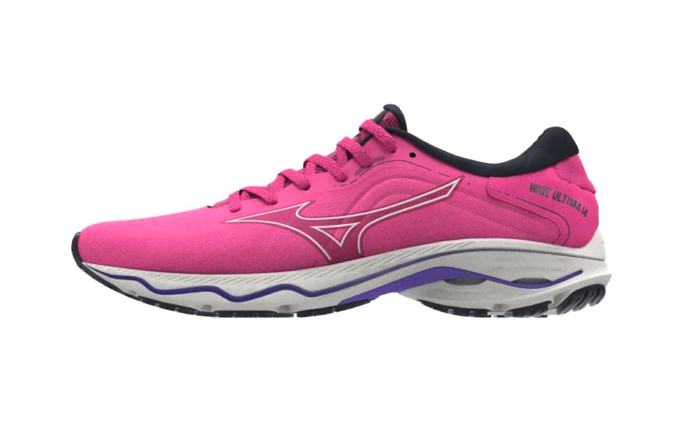 Damen Laufschuhe Mizuno Wave Ultima 14 High Vis Pink Snow White Purple Punch Sportega